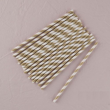 Paille en papier rayures or ou argent pour une déco de candy bar